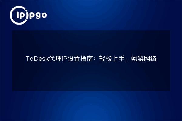 ToDesk代理IP设置指南：轻松上手，畅游网络 - IPIPGO