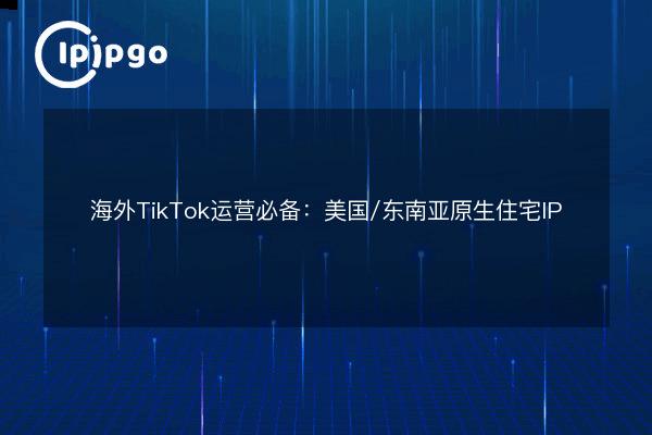 国内TikTok运营必备：美国/东南亚原生住宅IP - IPIPGO