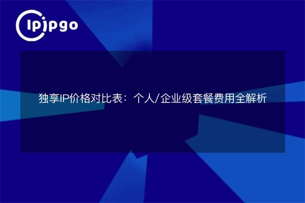 独享IP价格对比表：个人/企业级套餐费用全解析 - IPIPGO