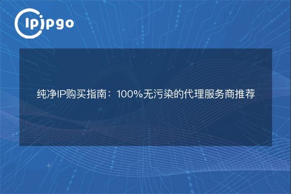纯净IP购买指南：100%无污染的代理服务商推荐 - IPIPGO