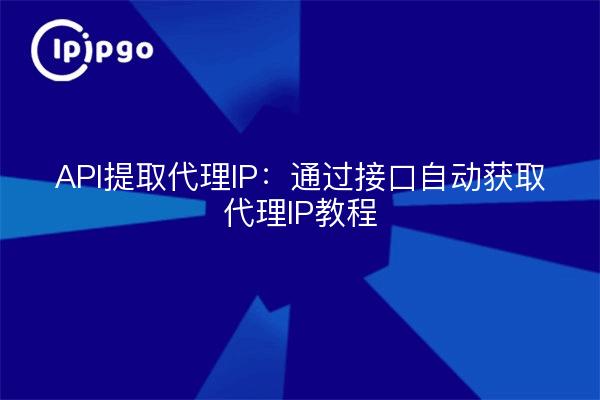 API提取代理IP：通过接口自动获取代理IP教程 - IPIPGO