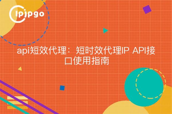 api短效代理：短时效代理IP API接口使用指南 - IPIPGO