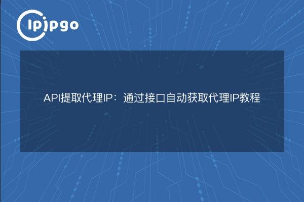 API提取代理IP：通过接口自动获取代理IP教程 - IPIPGO