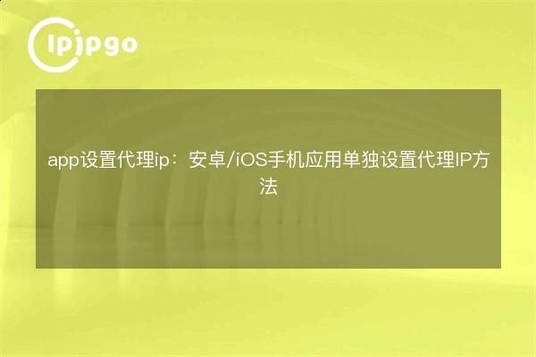 app设置代理ip：安卓/iOS手机应用单独设置代理IP方法 - IPIPGO