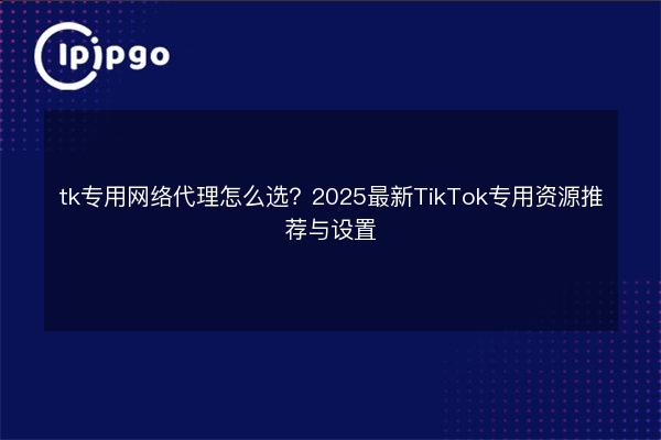 tk专用网络代理怎么选？2025最新TikTok专用资源推荐与设置 - IPIPGO